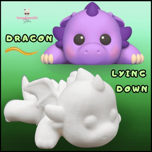 🐉 Dragon Lying Down・ 3D File for 3D printing・Cults