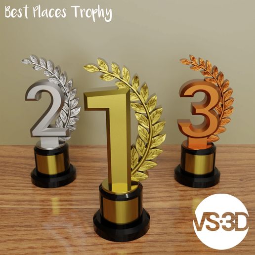 🏆 BEST PLACES TROPHY・ STL File for 3D printing・Cults