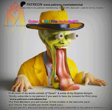 👤 The Mask Bust Version 2 (Color VRML file Included!!)- Classic Movie ...