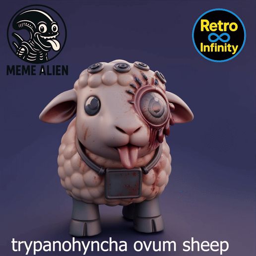 🐑 Meme Sheep - Alien Earth 3D figure Retro Infinity style (90mm ...