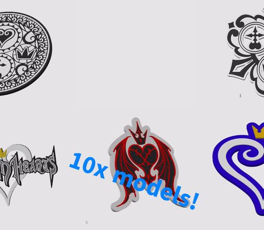 🥰 Kingdom Hearts Keychain & Emblem pack! (10x files, pre-painted 3MF ...