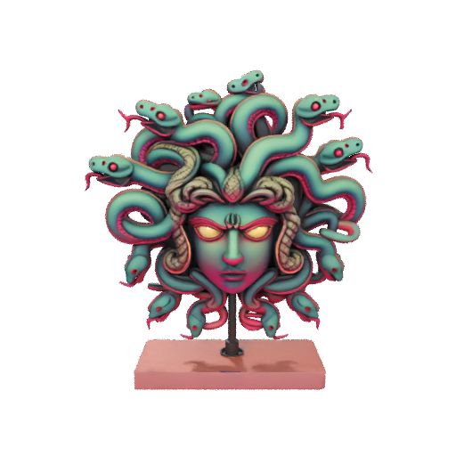 🎨 1684 Color 3D Model of a Beautiful Gorgon with Snake Hair and Glowing ...