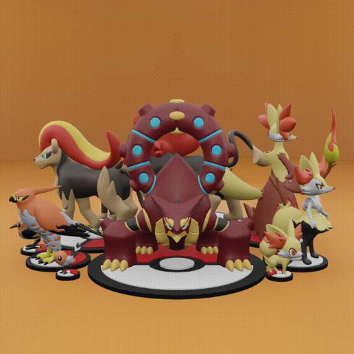 🐉 Pokemon Generation VI Fire Type Pack・ STL File for 3D printing・Cults