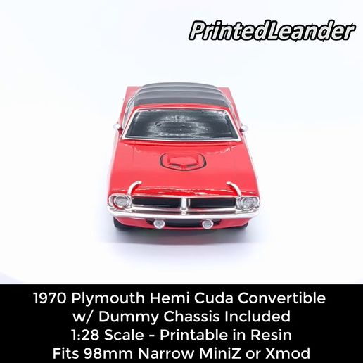 🐚 1:28 Scale 1970 Cuda Convertible Body Shell w/ Dummy Chassis (Xmod ...