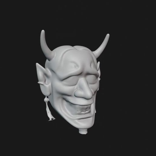 🎭 Sinister Oni Demon Mask・ STL File for 3D printing・Cults