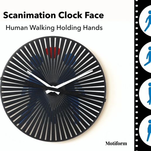 🚶 Human Walking Holding Hands Scanimation Clock Face - Valentine's Day ...