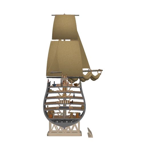 ⛵ Cutaway Model of the Ship-of-the-Line, 3D printable・ STL File for 3D ...
